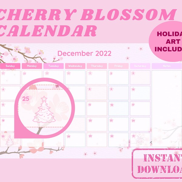 Cherry Blossom Calendar - Etsy