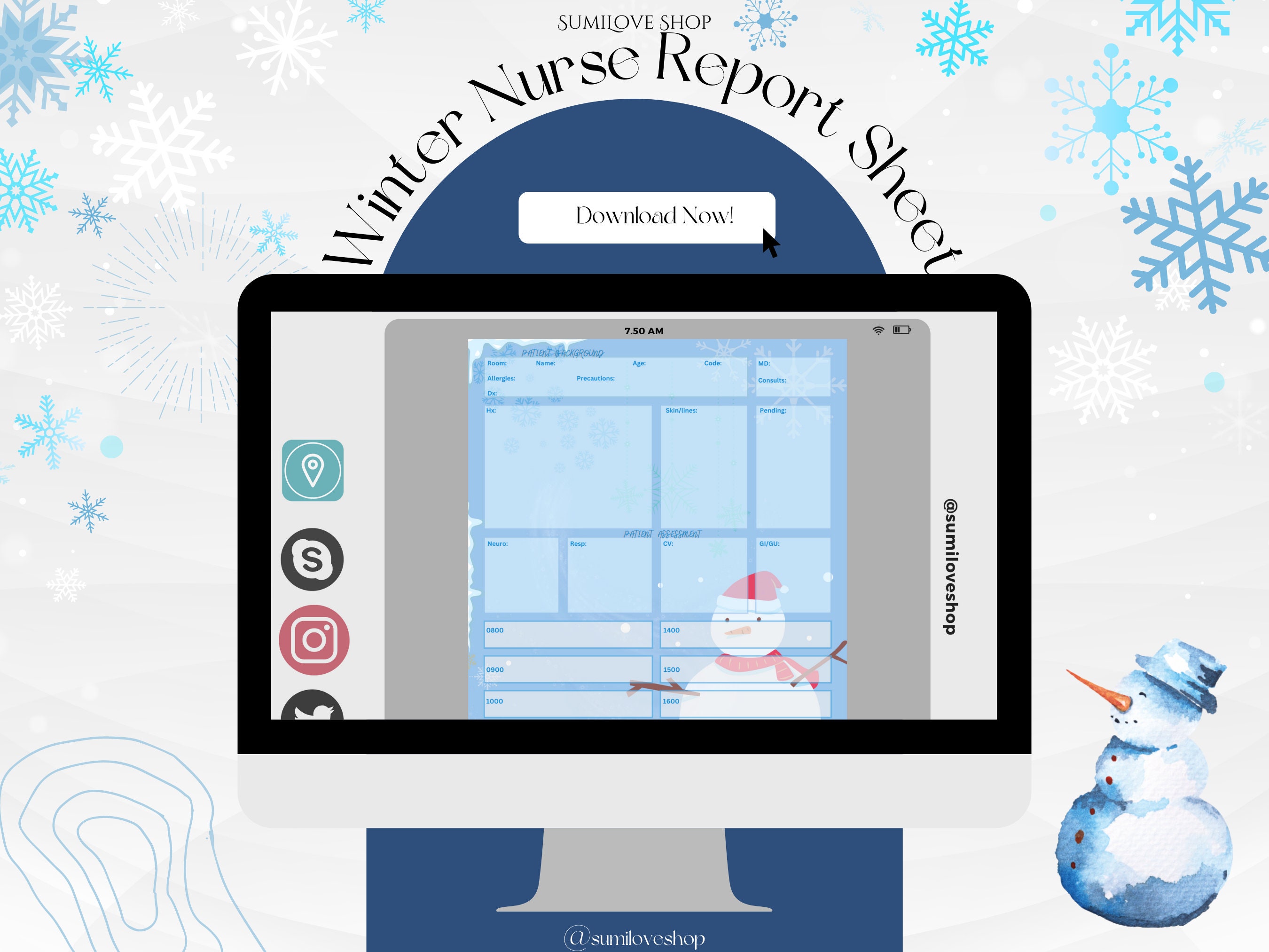 Winter Nurse Report Sheet - Etsy