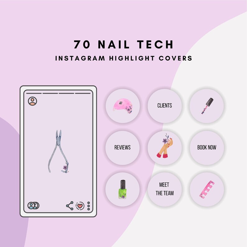 70 Nail Tech Instagram Highlight Covers Nail Artist - Etsy