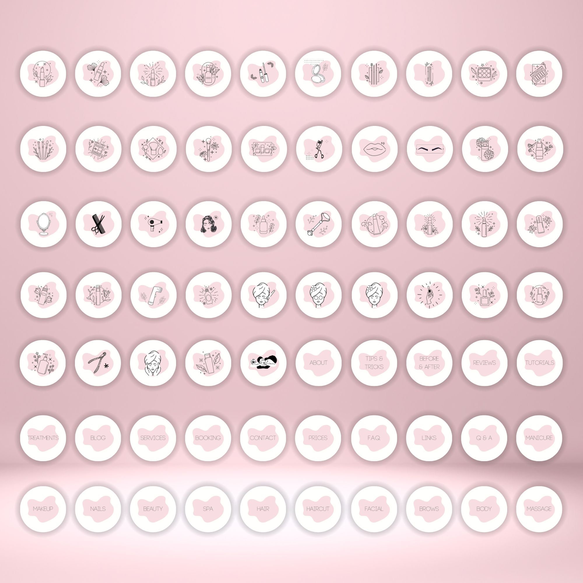 70 Beauty Salon Instagram Story Highlight Covers - Pink Makeup Hair ...