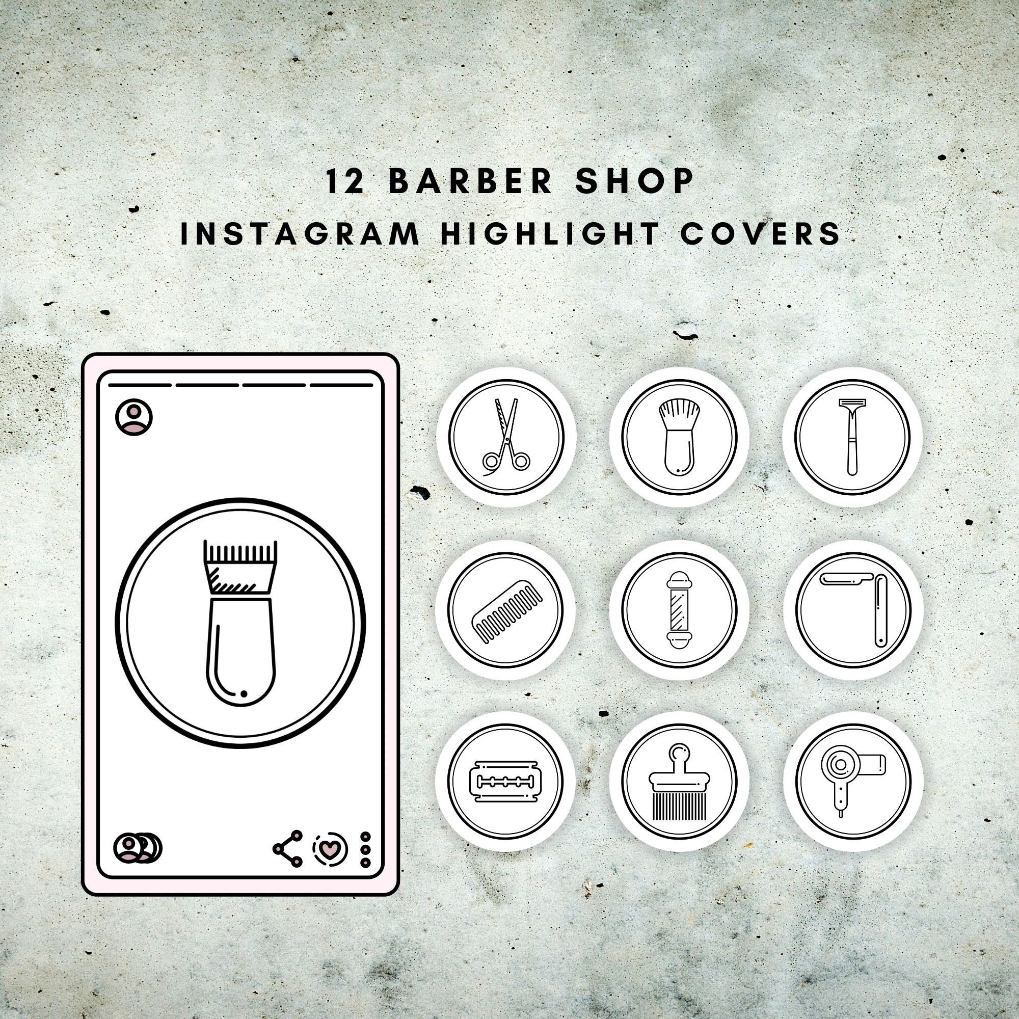 12 Barber Shop Instagram Highlight Covers - Barbershop Icons, Instagram ...