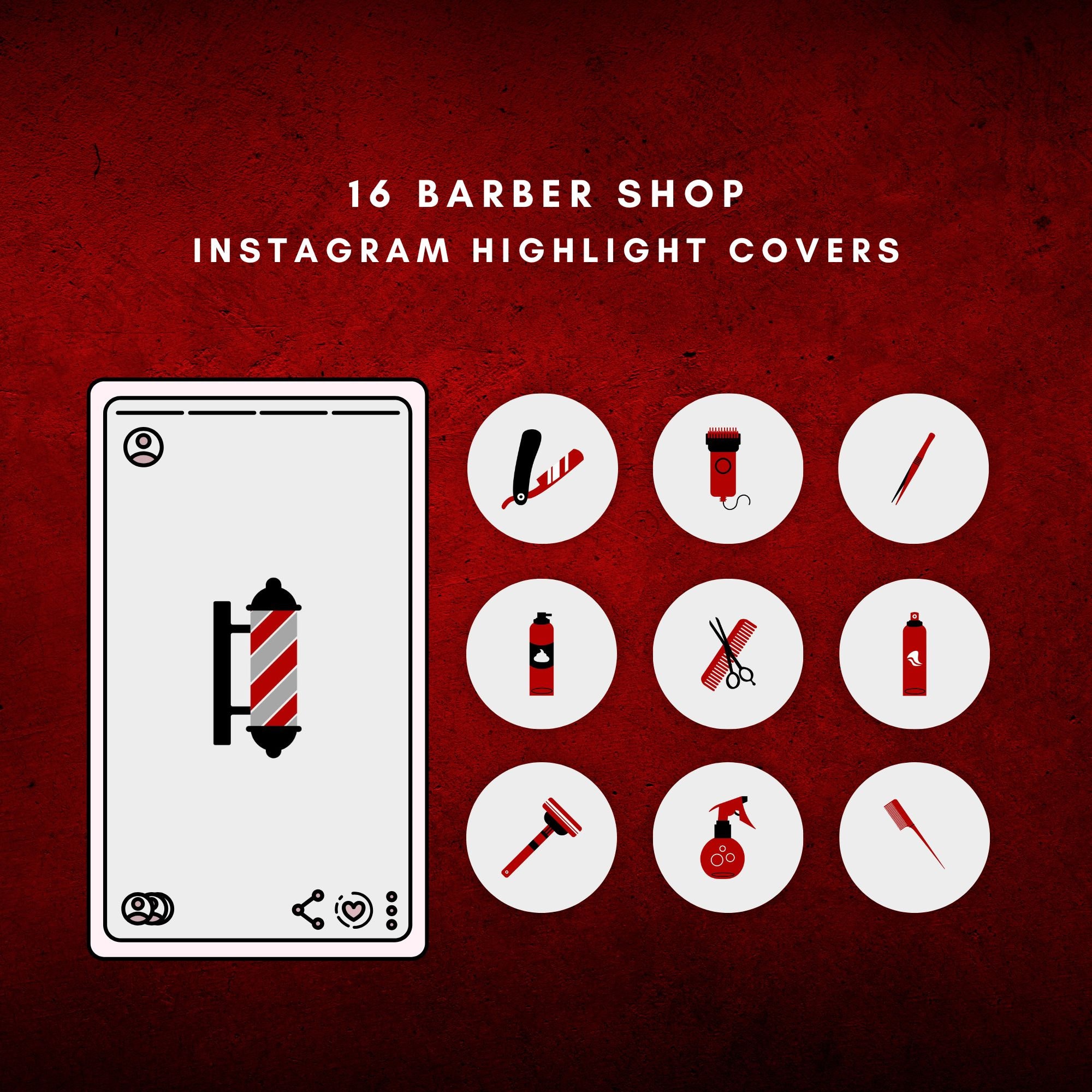 16 Barber Shop Instagram Highlight Covers - Barbershop Icons ...