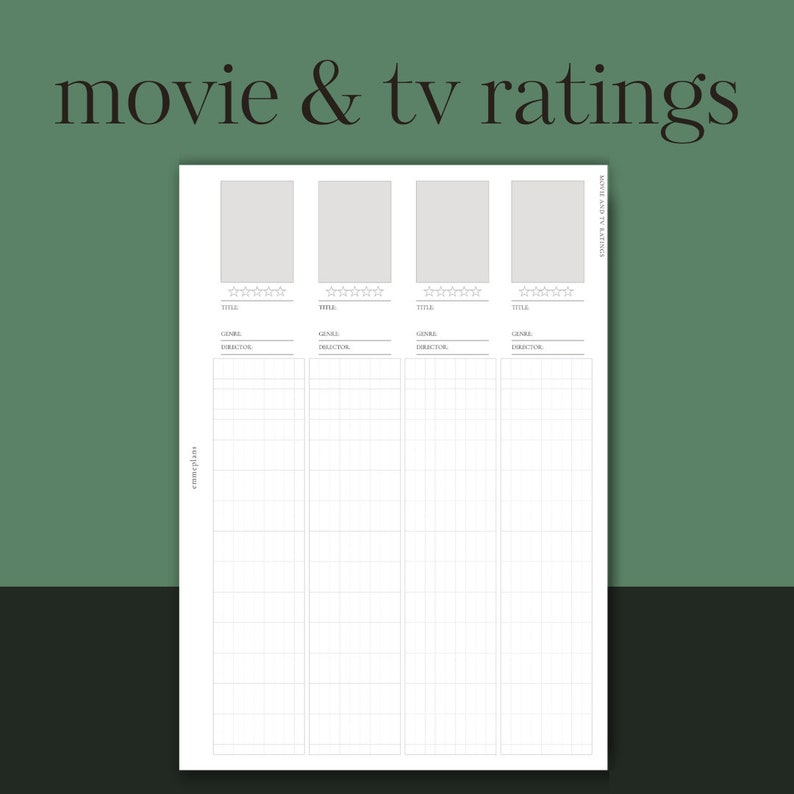 Movie and TV Show Rating Planner Insert in A5 - Etsy