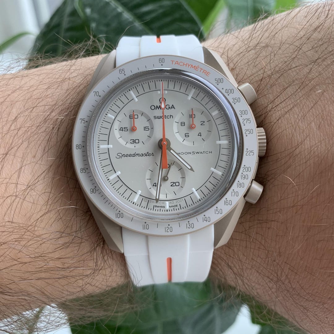 Moonswatch Strap Band Light Grey / Orange High Quality Silicone | Omega ...