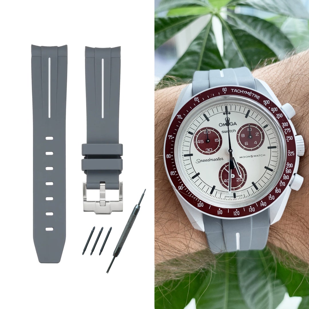 Moonswatch Strap Band Grey / White High Quality Silicone Omega X Swatch ...
