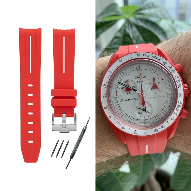 Moonswatch Strap Band With White Line High Quality Silicone | Omega X ...