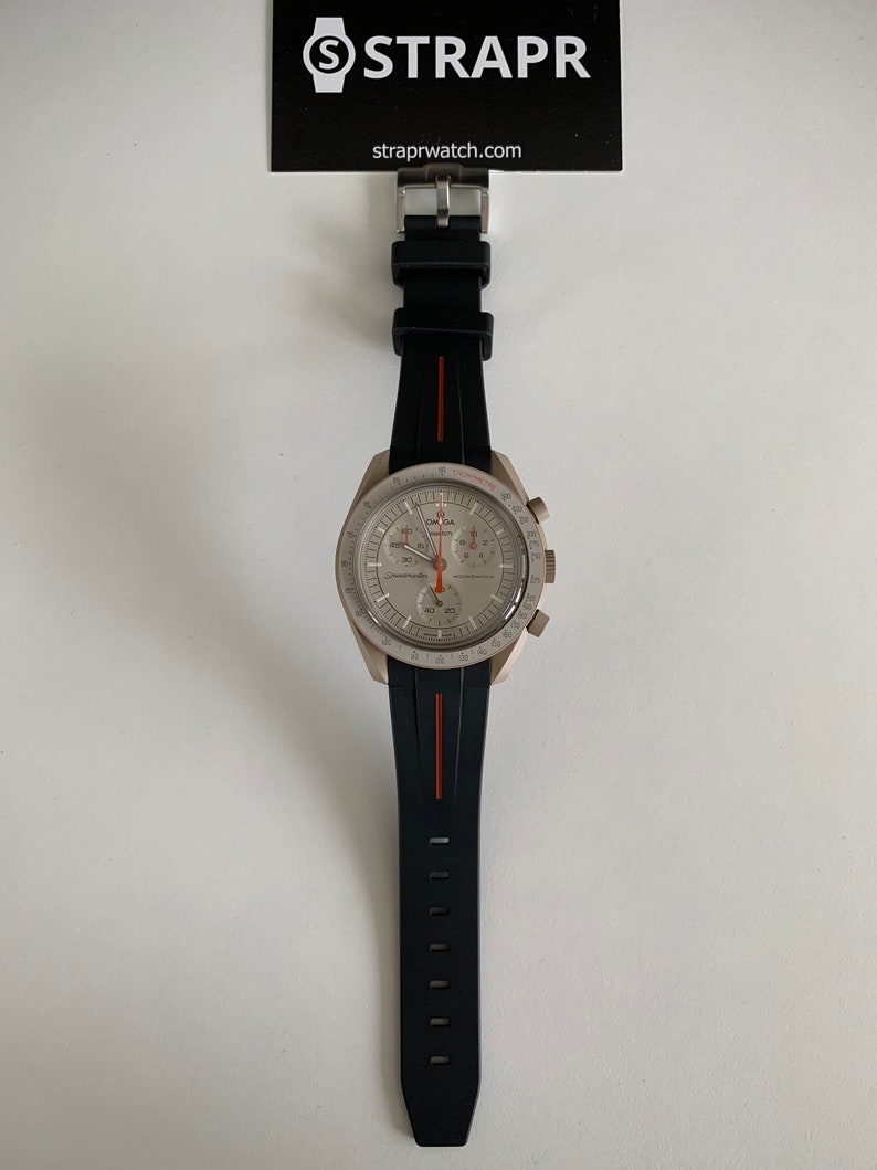 Moonswatch Strap Band Black / Orange High Quality Silicone | Omega X ...