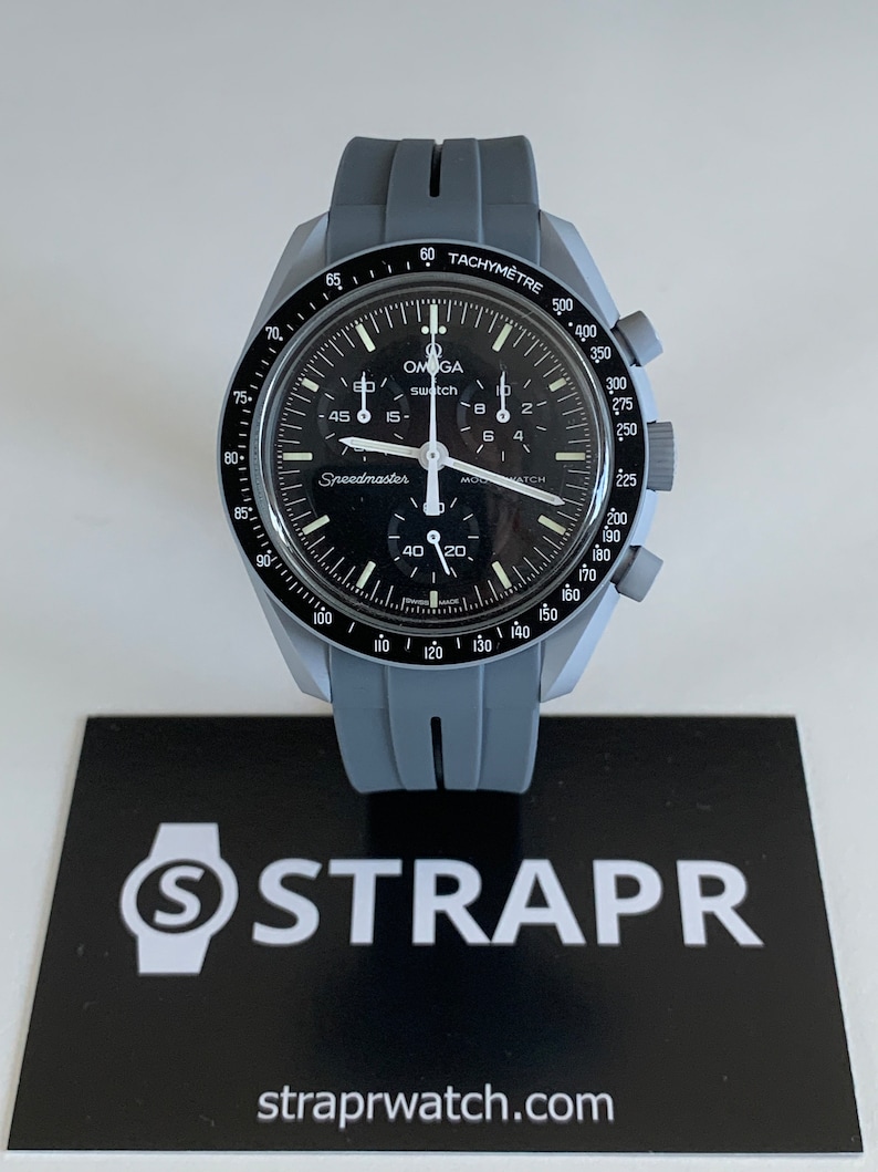 Moonswatch Strap Band Grey / Black High Quality Silicone | Omega X ...