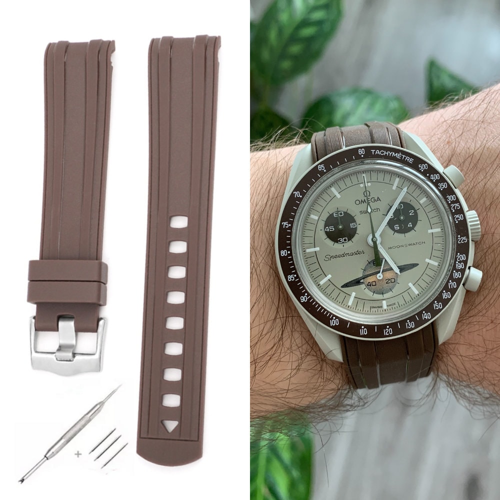 Moonswatch Strap Band Brown High Quality Silicone | Omega X Swatch ...