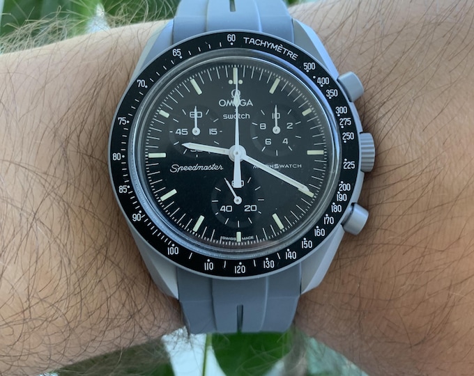 Moonswatch Strap Band Grey / Black High Quality Silicone | Omega X ...