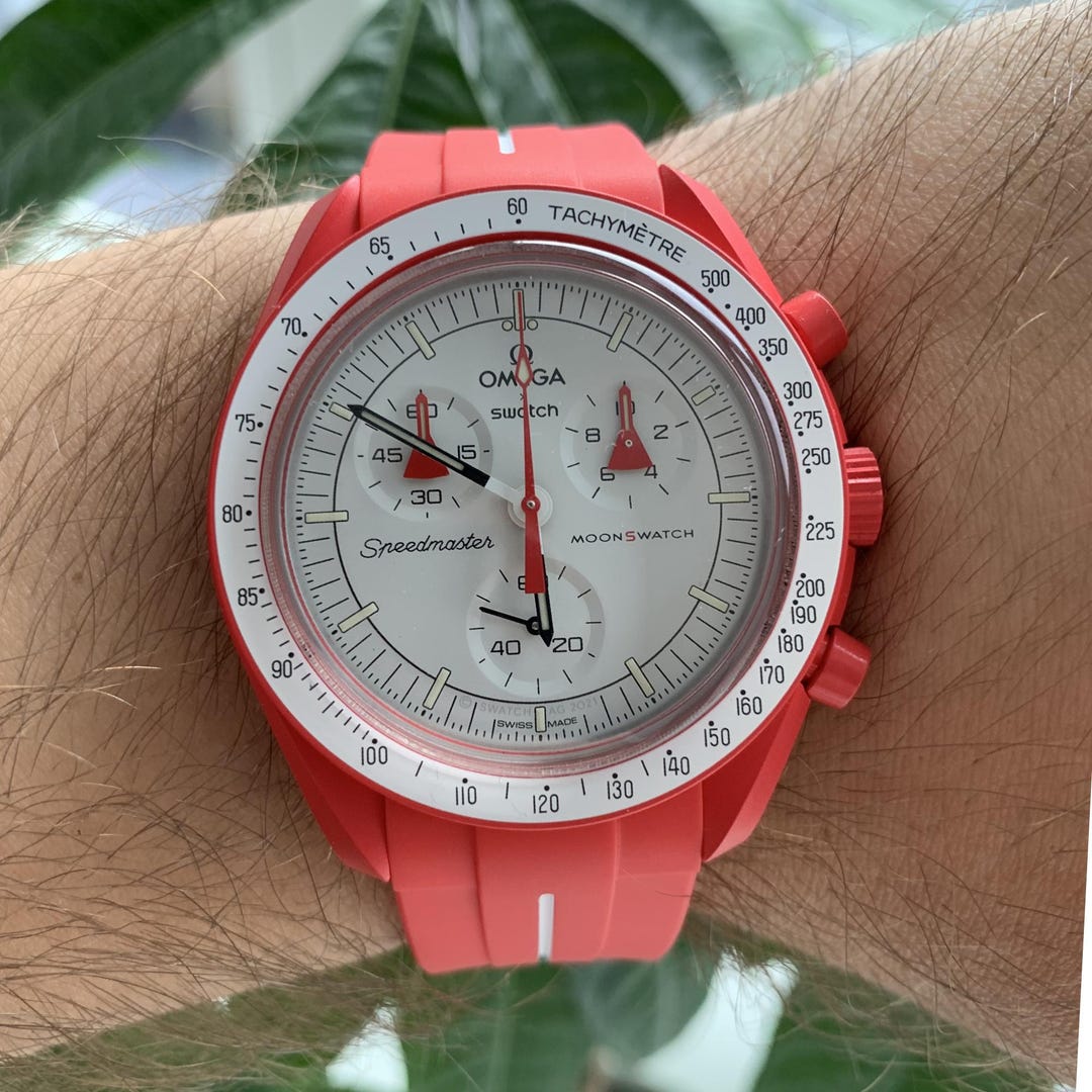 Moonswatch Strap Band Red / White High Quality Silicone | Omega X ...