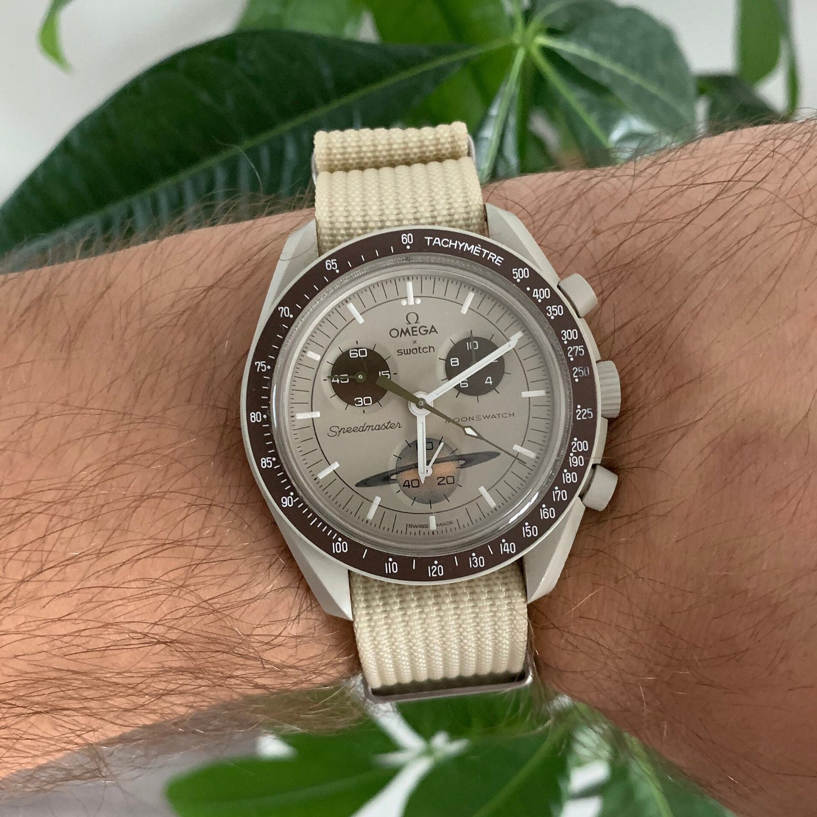 Moonswatch Strap High Quality Beige Nylon Omega X Swatch & Moonwatch ...