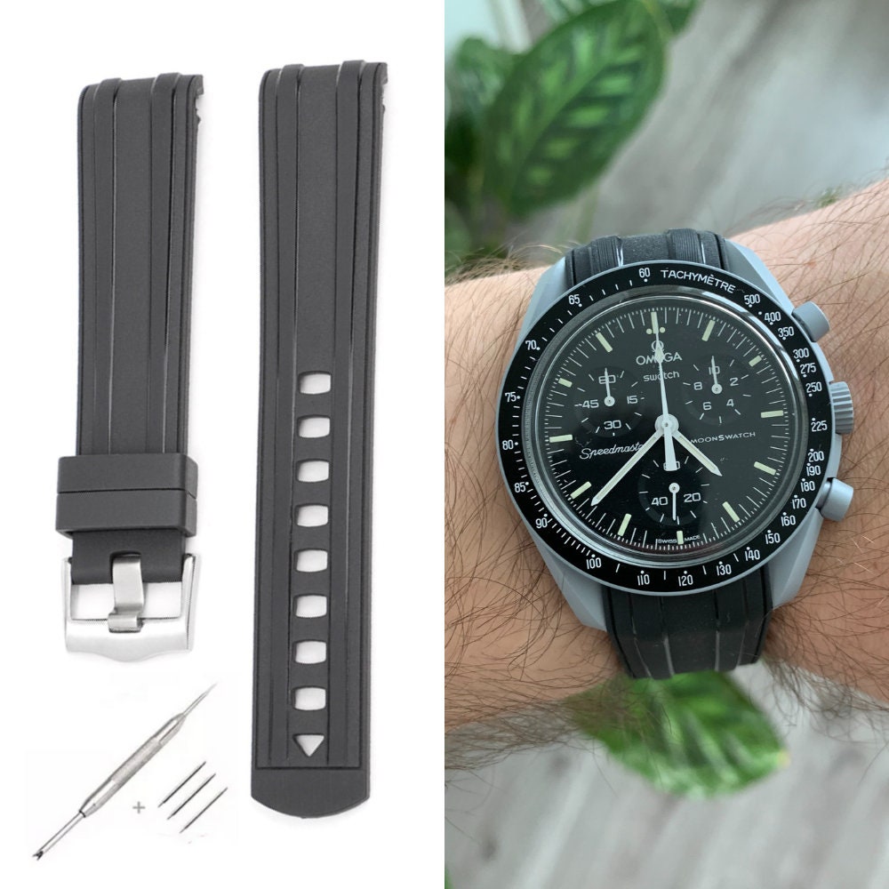 Moonswatch Strap Band Black High Quality Silicone Omega X Swatch ...