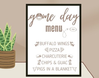 Editable FOOTBALL Party Bar Menu, Game Day Drink Sign, Super Bowl Menu ...