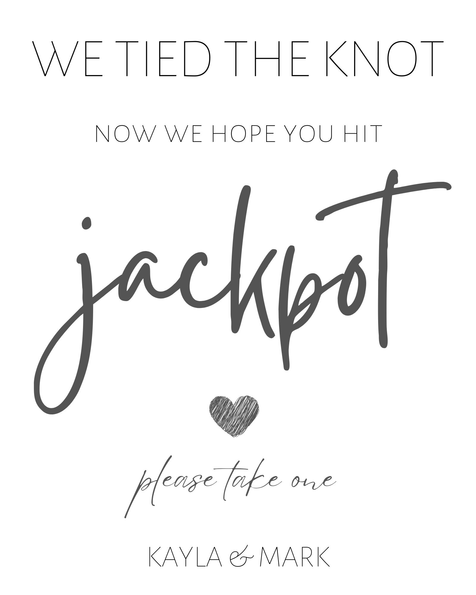 Lotto Ticket Jackpot Wedding Favor Table Sign We Hope You Hit the ...