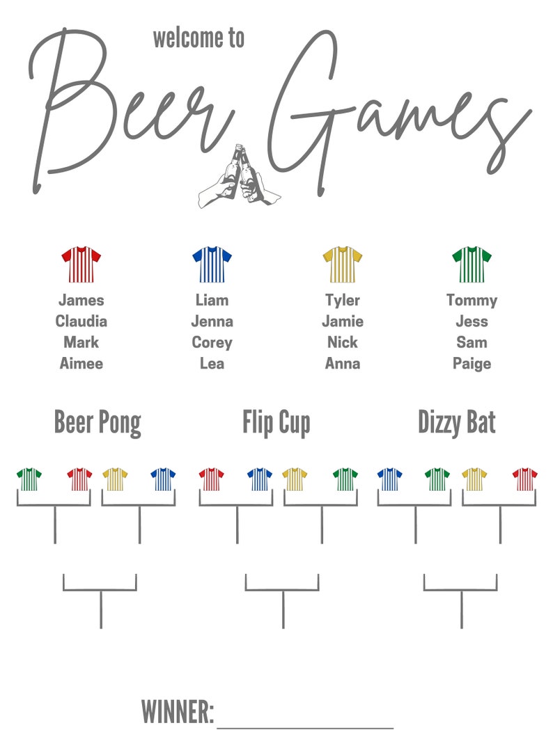 Beer Games Bracket Sign: Editable Party Tournament (digital Download ...