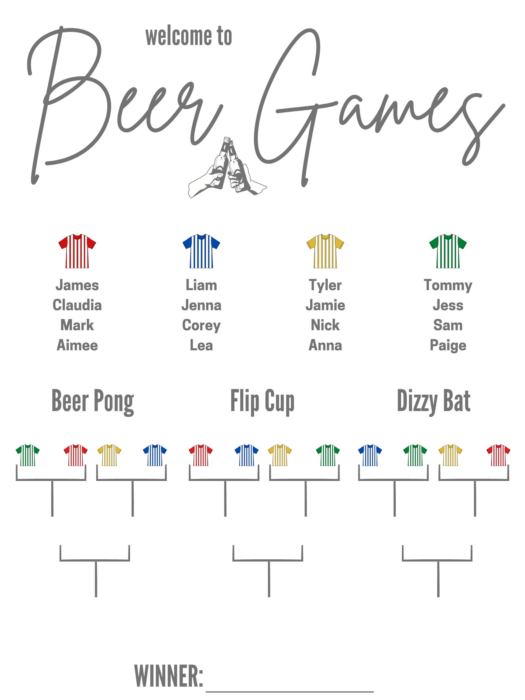 Beer Games Bracket Party Sign - Beer Pong Tournament, Day Drink ...