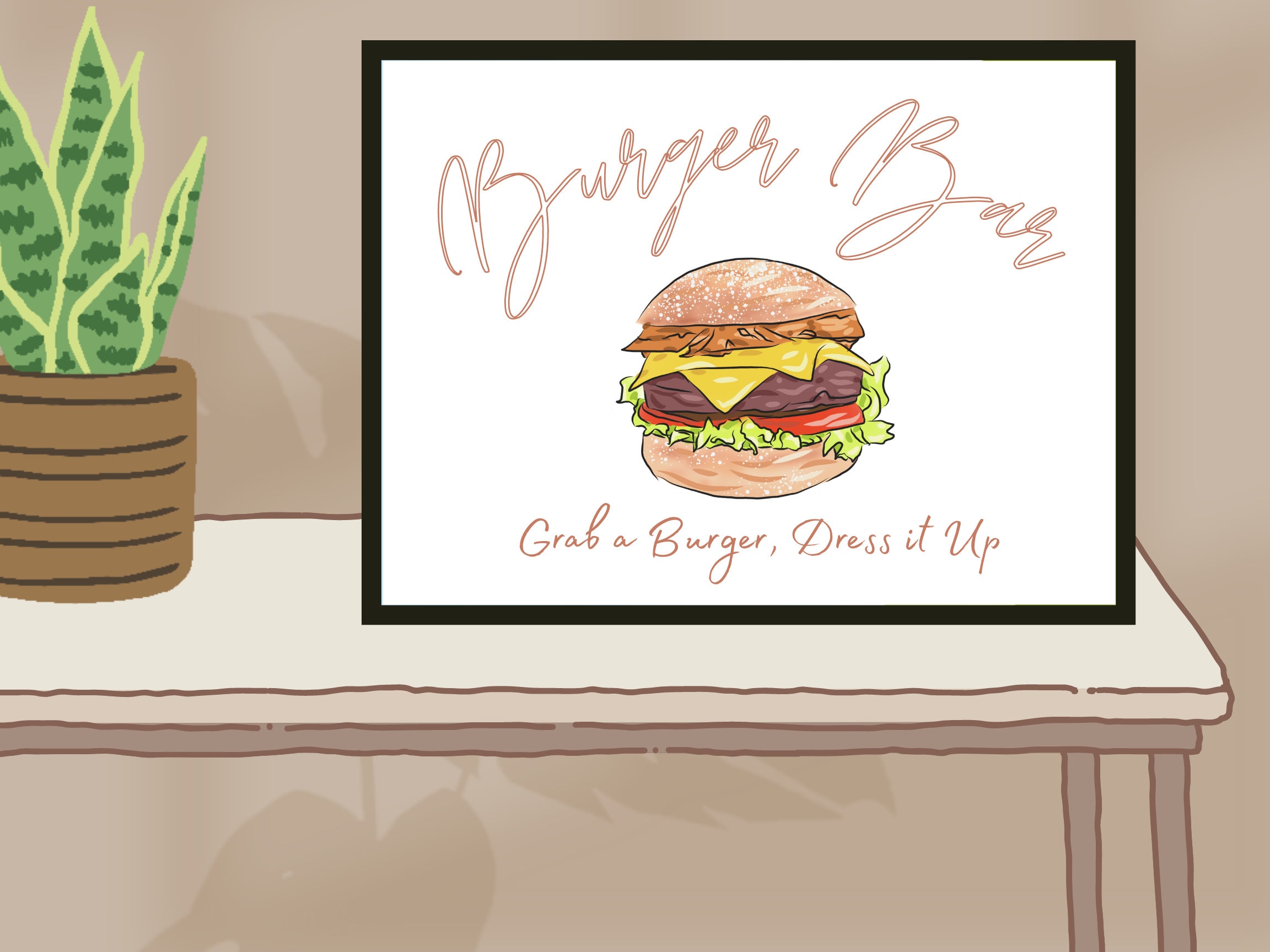 Editable Burger Bar Sign - Wedding, Engagement, Shower, Birthday, Party ...