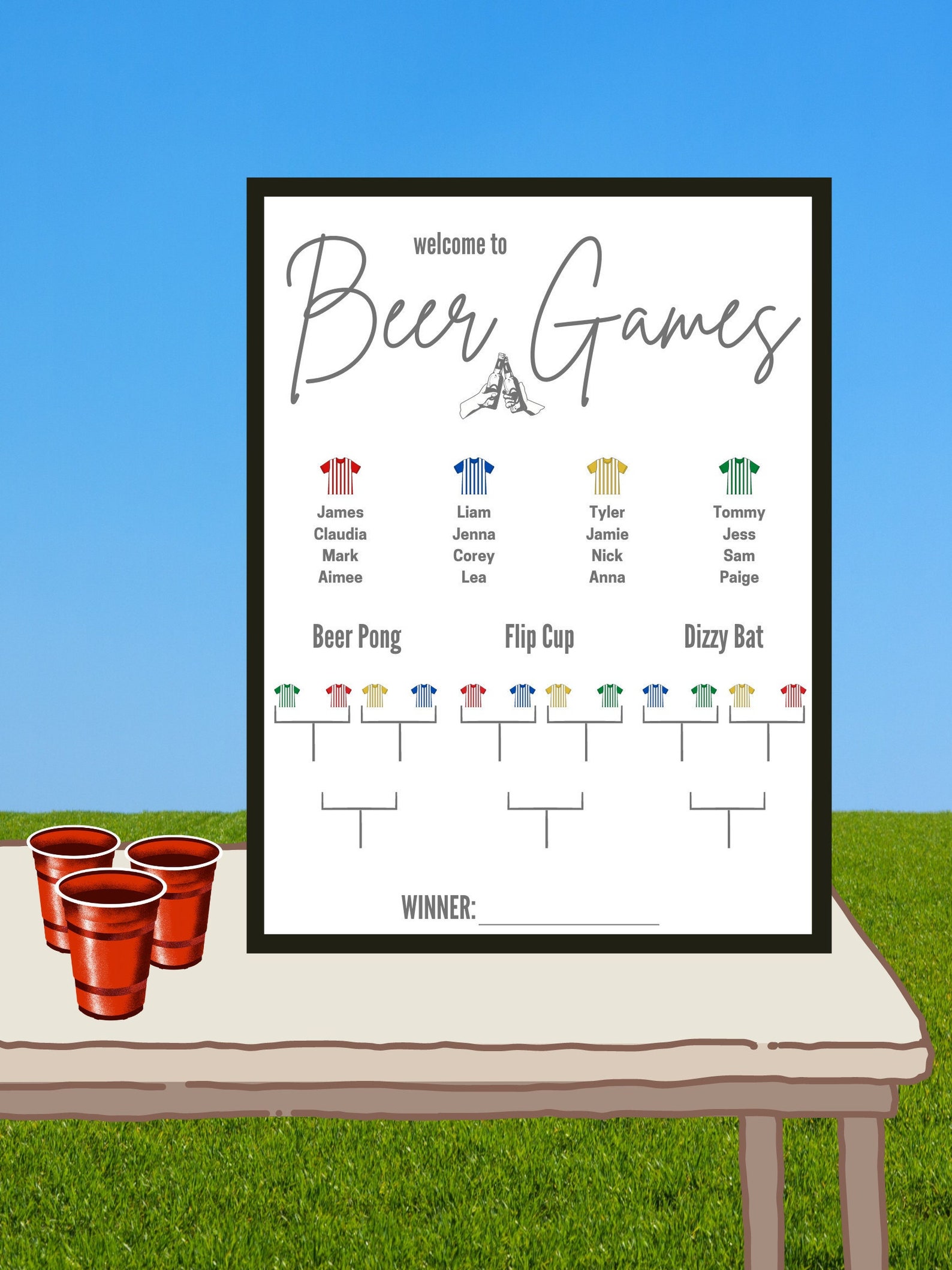 Beer Games Bracket Party Sign - Beer Pong Tournament, Day Drink ...