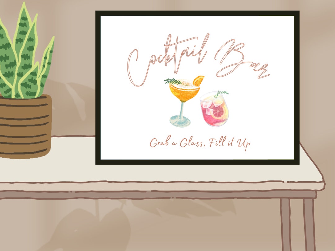 Editable Cocktail Bar Sign - Wedding, Engagement, Shower, Birthday ...