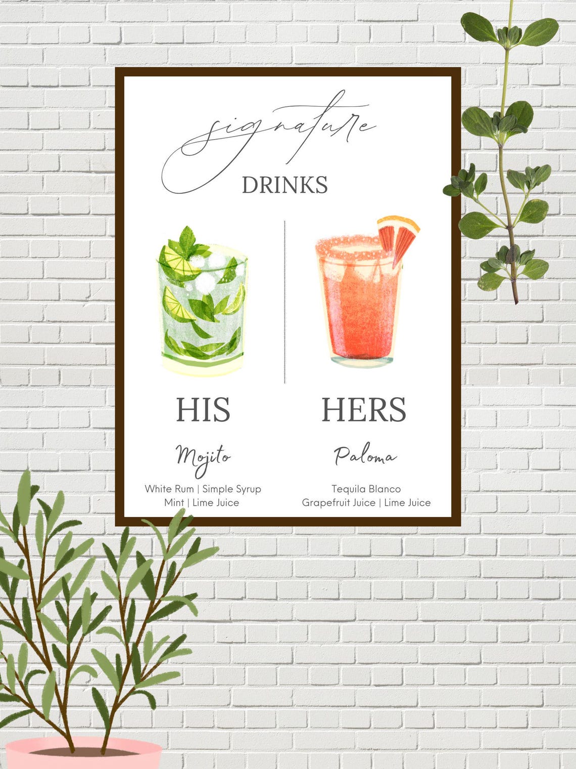 Editable Signature Drinks Bar Sign: Wedding, Party (digital Download ...