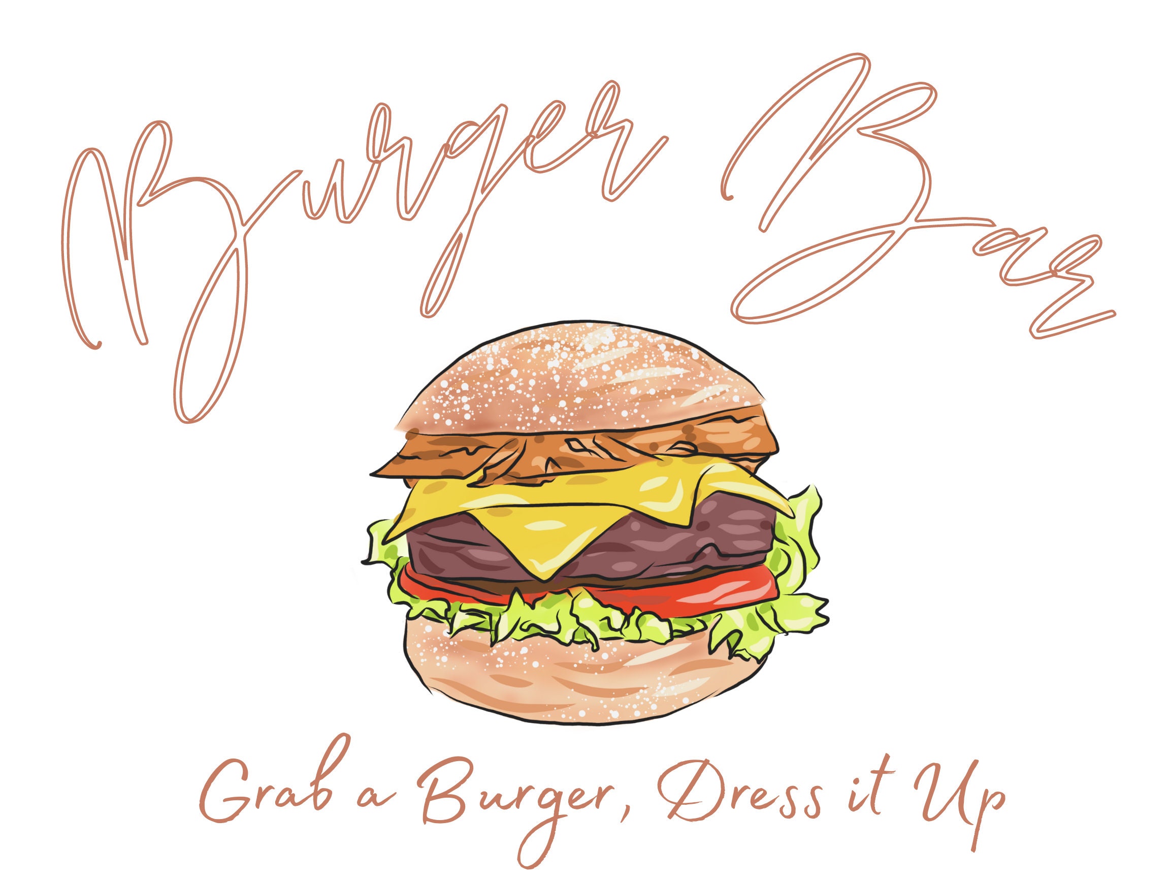 Editable Burger Bar Sign - Wedding, Engagement, Shower, Birthday, Party ...