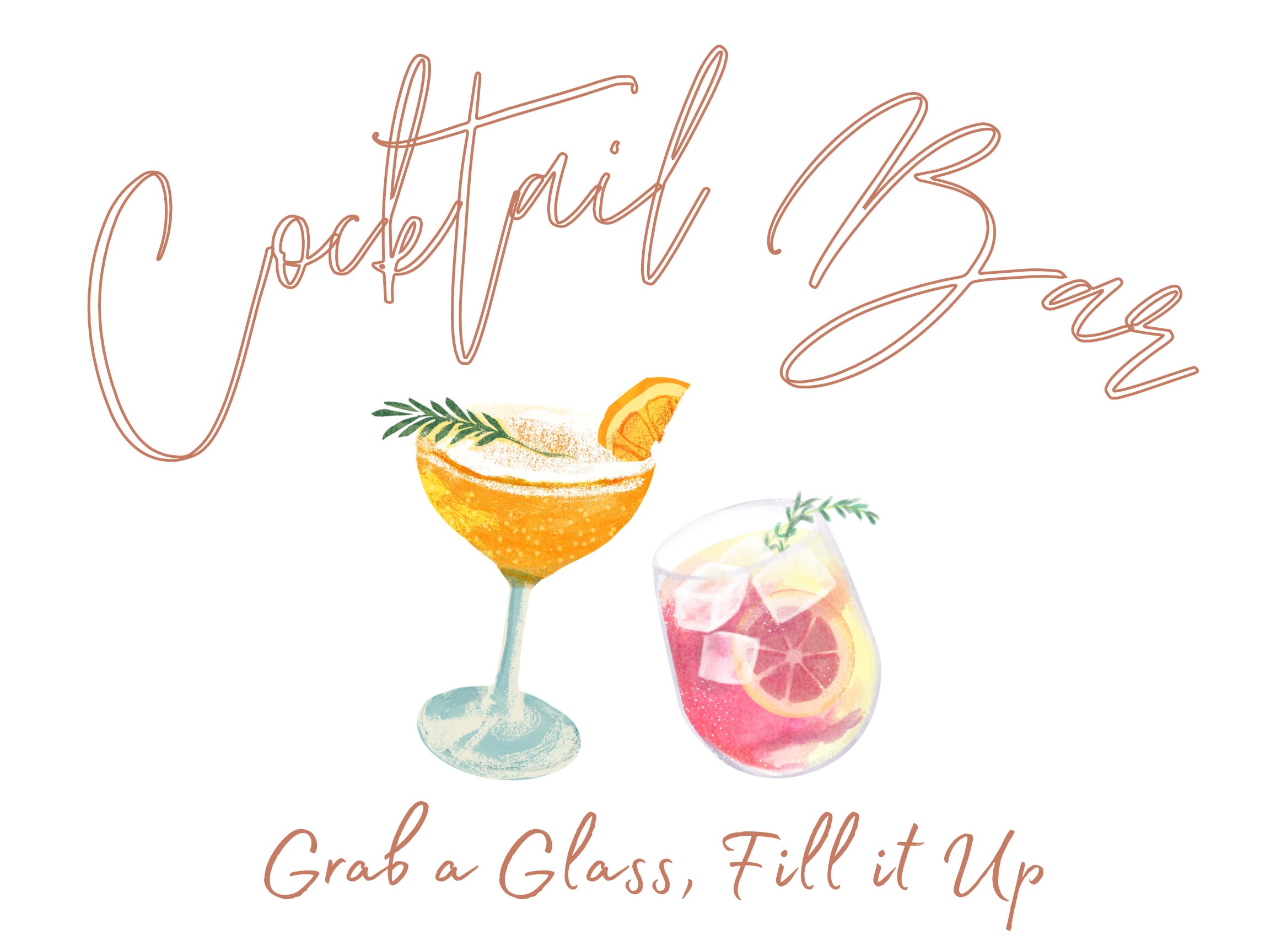 Editable Cocktail Bar Sign - Wedding, Engagement, Shower, Birthday ...