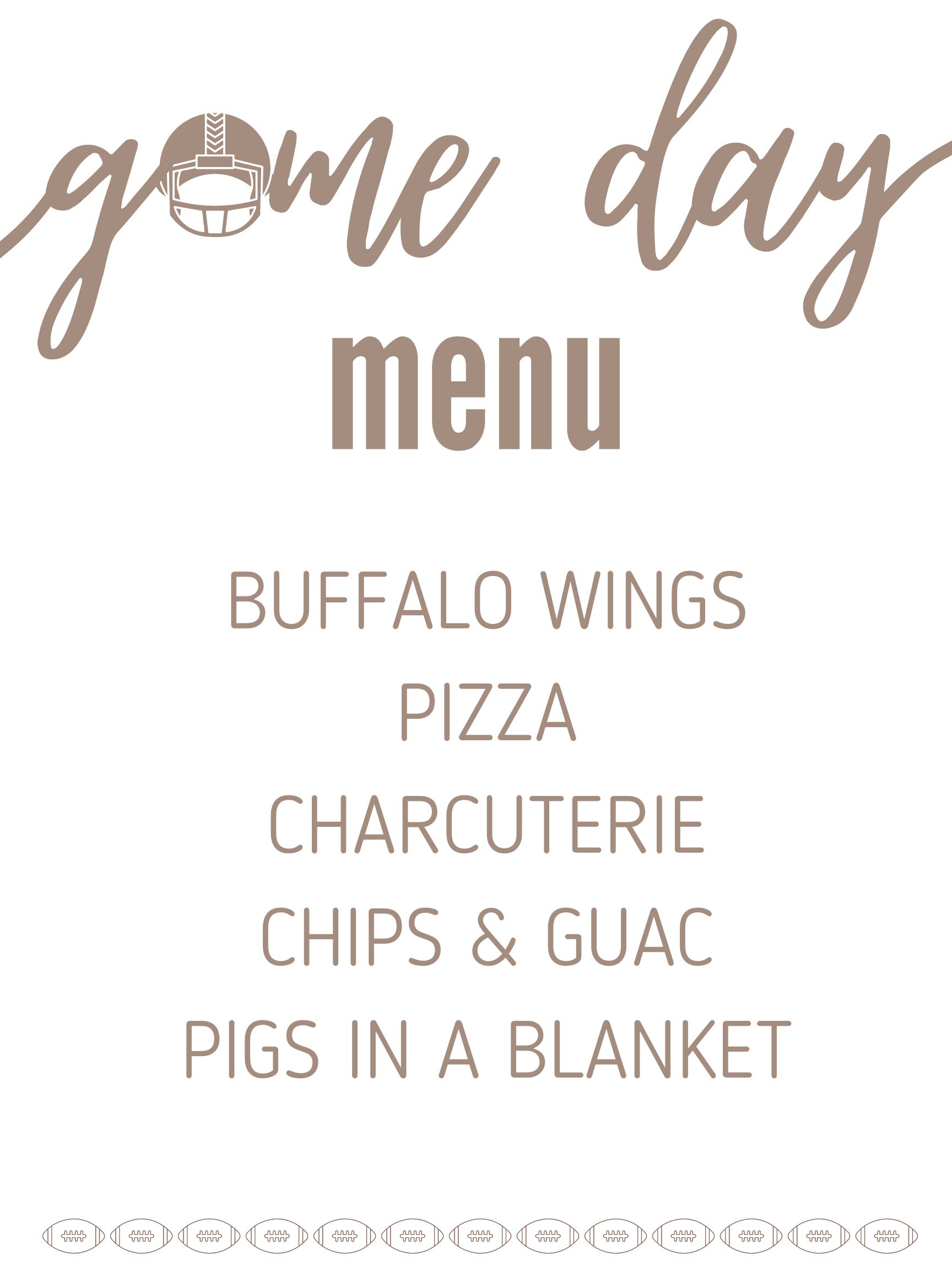 Editable Game Day Menu Sign - Football, Superbowl, Sports, Party ...