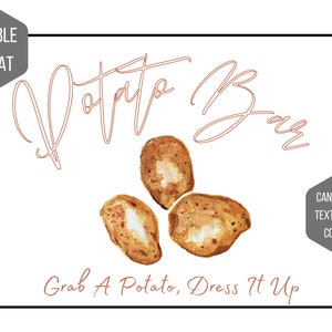 Editable Baked Potato Bar Sign - Wedding, Engagement, Shower, Birthday ...
