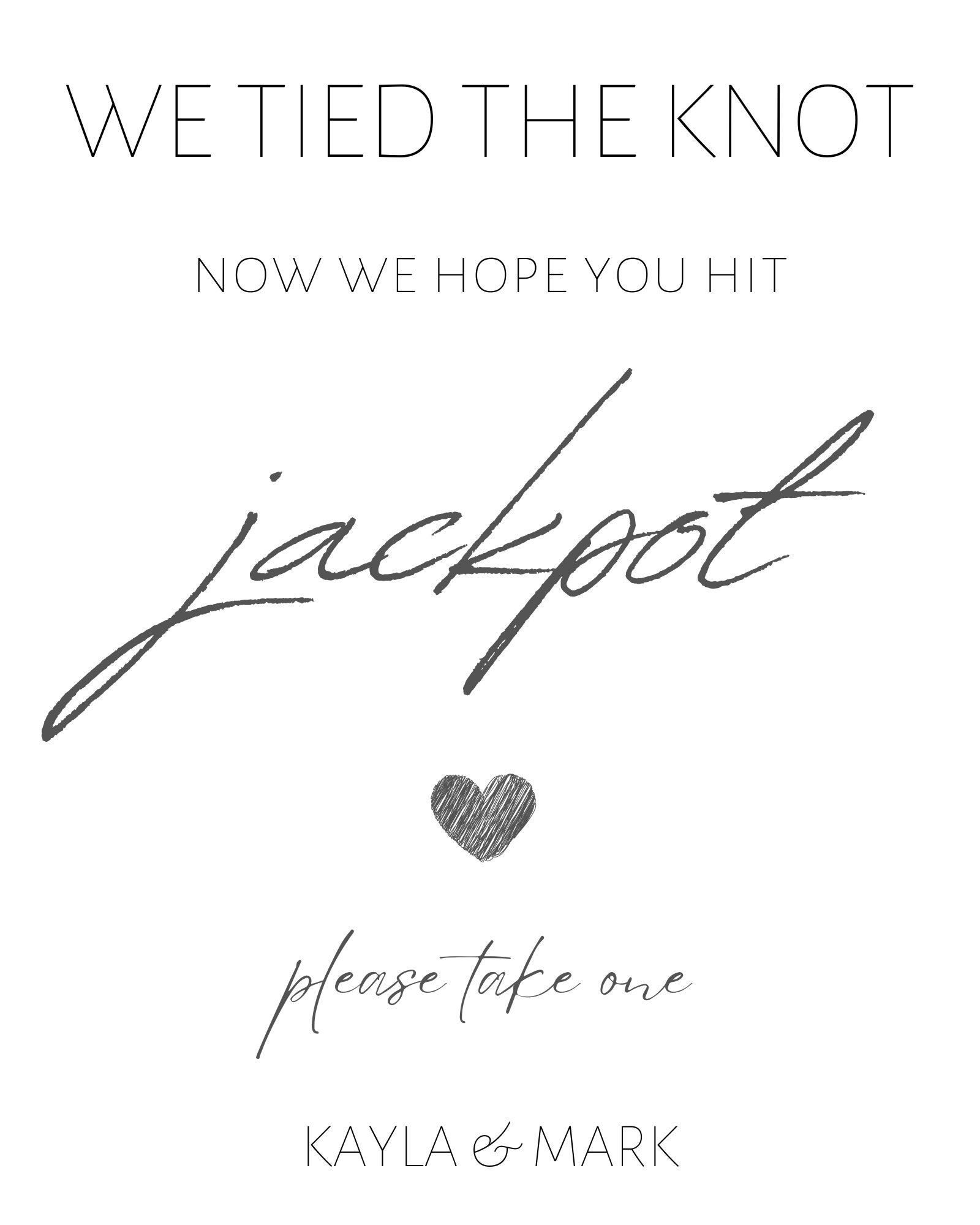 Lotto Ticket Jackpot Wedding Favor Table Sign We Hope You Hit the ...