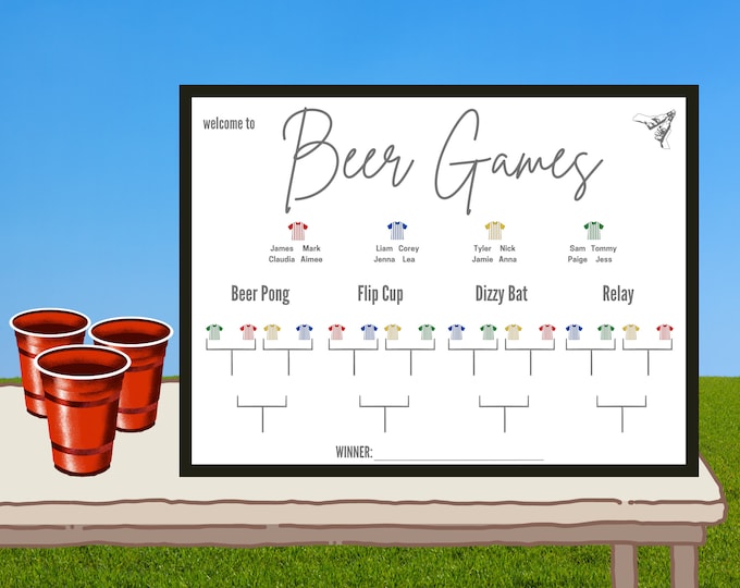 Beer Games Bracket Party Sign Beer Pong Tournament, Day Drink ...