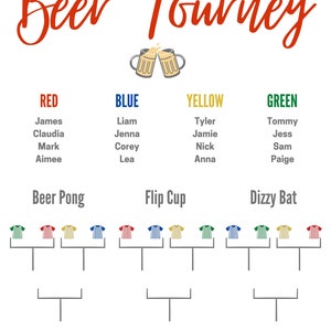 Beer Games Bracket Sign: Editable Party Tournament (digital Download ...