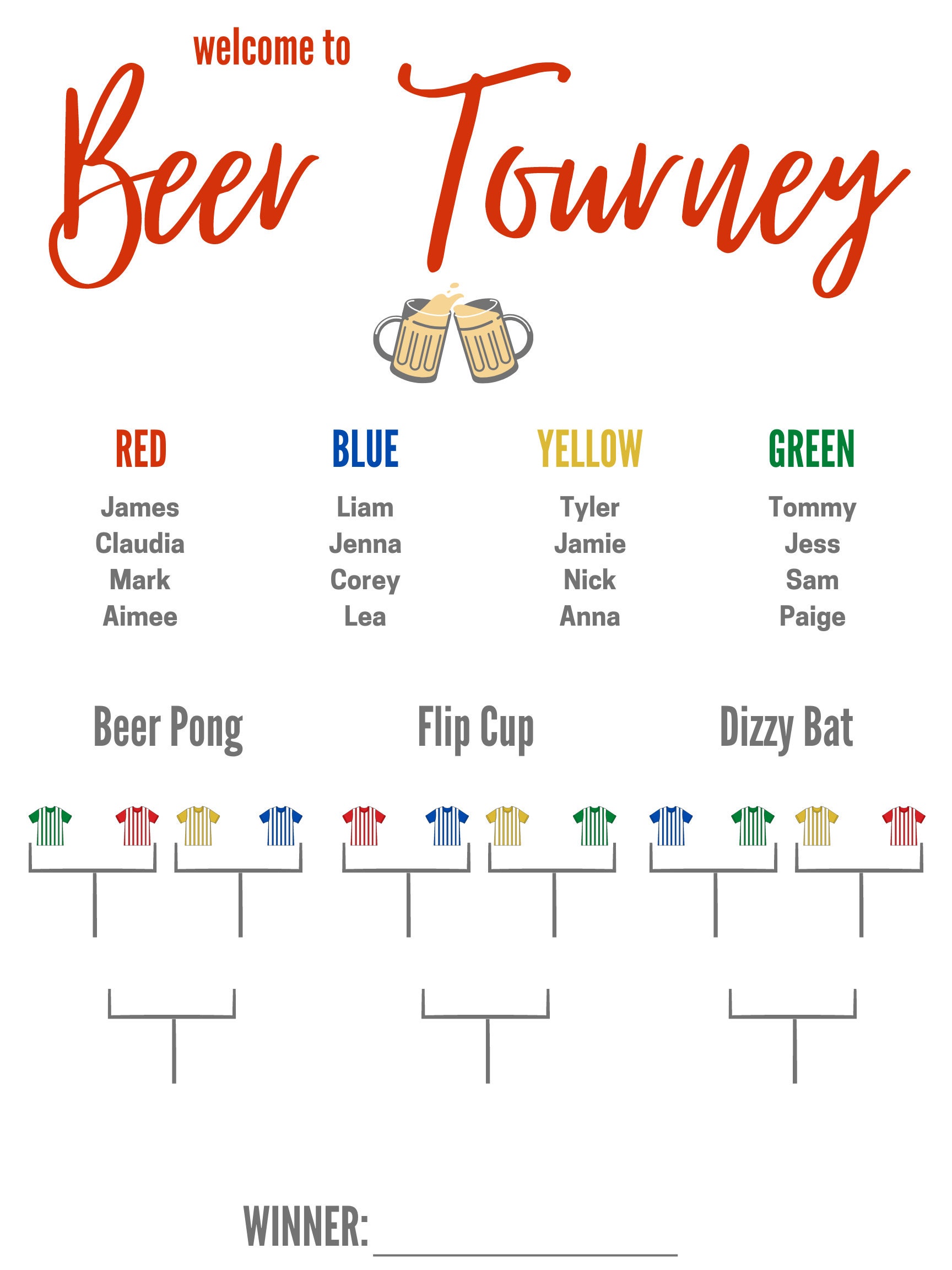 Beer Games Bracket Party Sign - Beer Pong Tournament, Day Drink ...