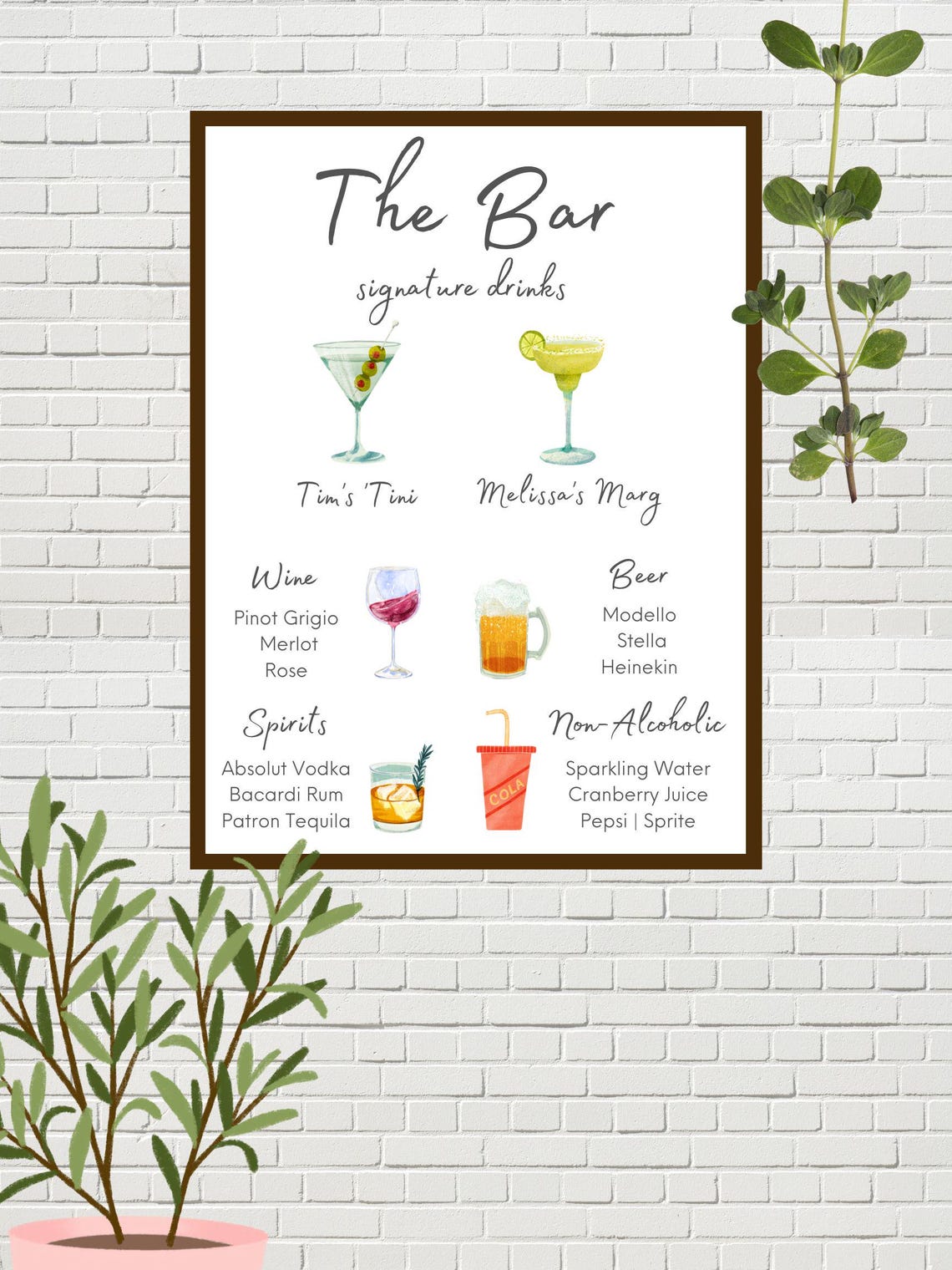 Editable Bar Menu Sign - Wedding, Engagement, Shower, Birthday, Party ...
