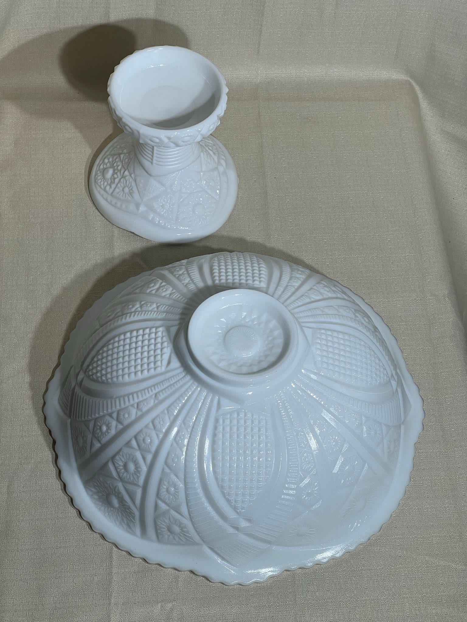 Mckee Glass Company the Concord Milk Glass Punch Bowl Set - Etsy