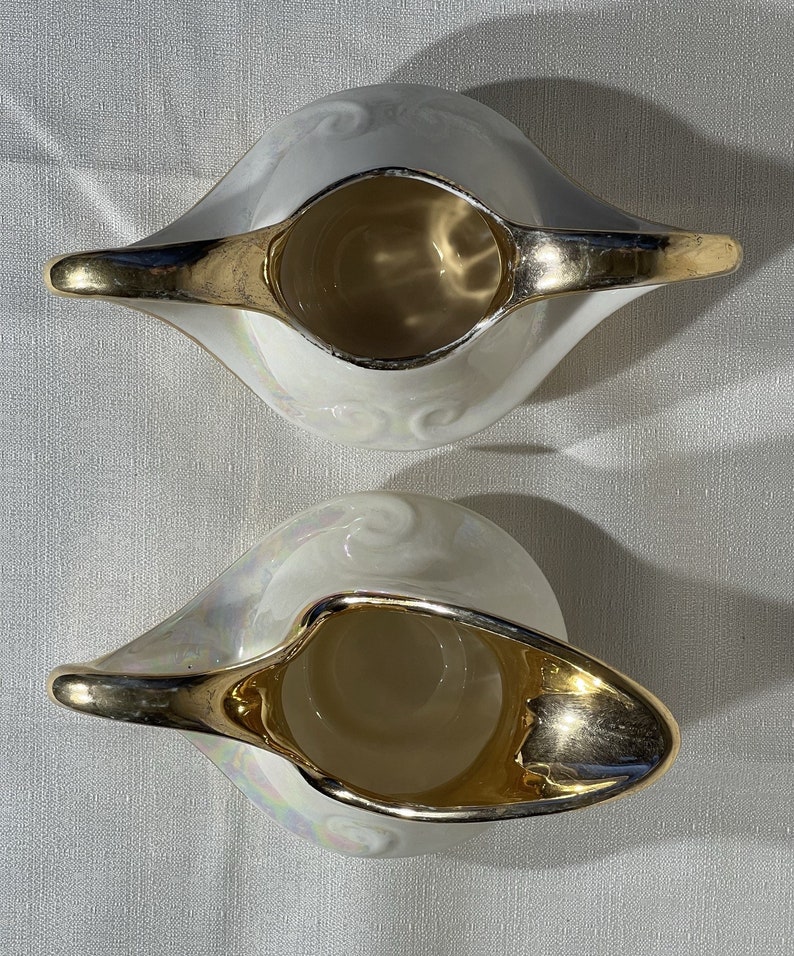 Pearl China Co. Hand Decorated 22kt Gold Lusterware Creamer and Sugar ...