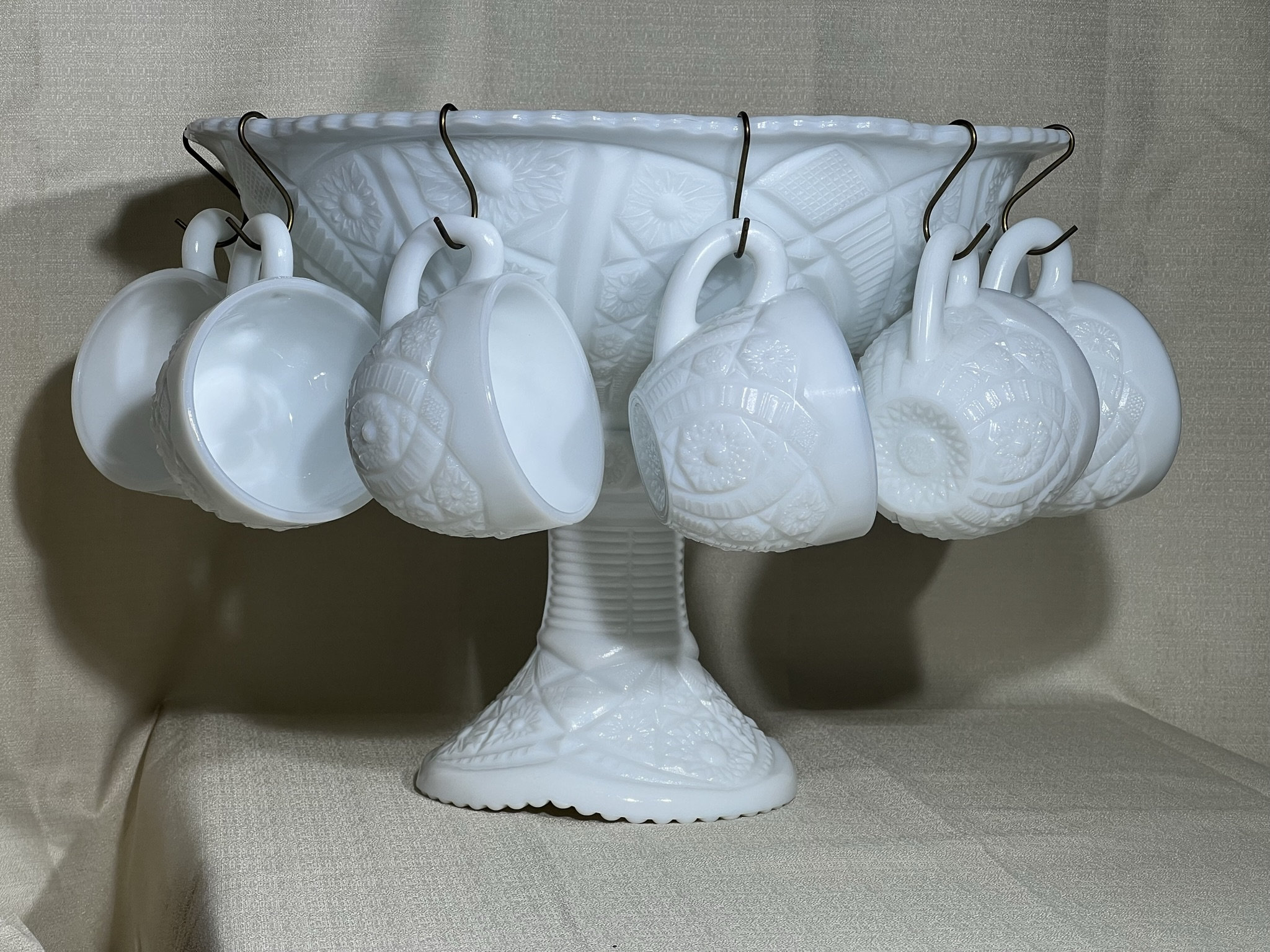 Mckee Glass Company the Concord Milk Glass Punch Bowl Set - Etsy
