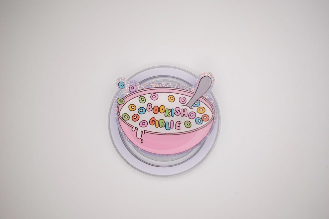 Bookish Girlie Cereal Bowl Kindle Grip: Magnetic Phone Grip - Etsy