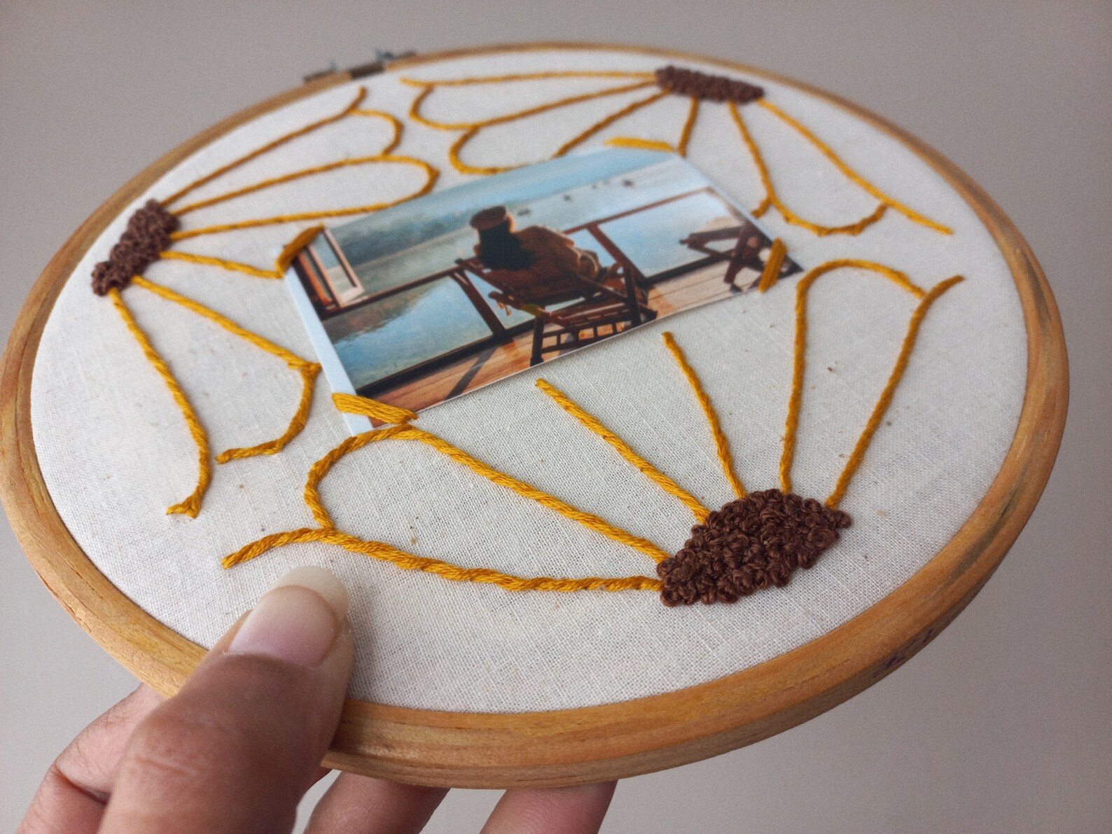 Sunflower Embroidery Polaroid Frame PDF Pattern | Printable Pattern - Etsy