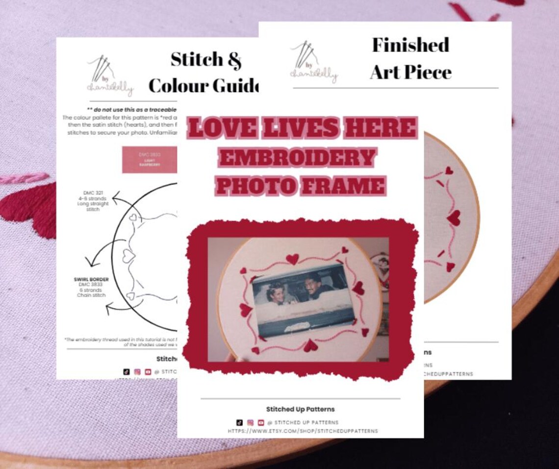 Hand Embroidered Photo Frame PDF Pattern: Love Lives Here - Video ...