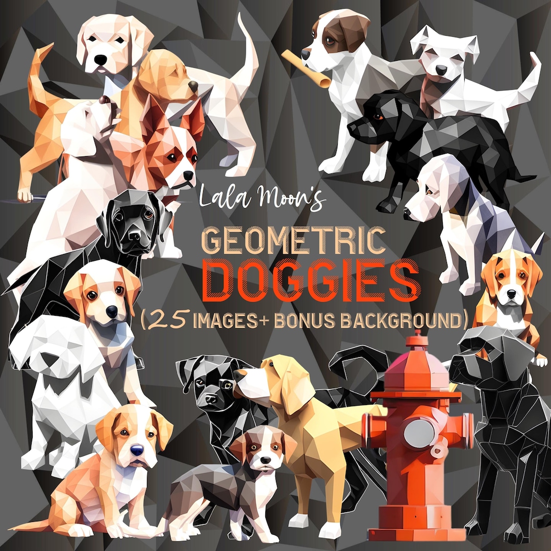 Geometric Doggie Clipart - Dog Lovers -doggie Instant Download - 325 ...