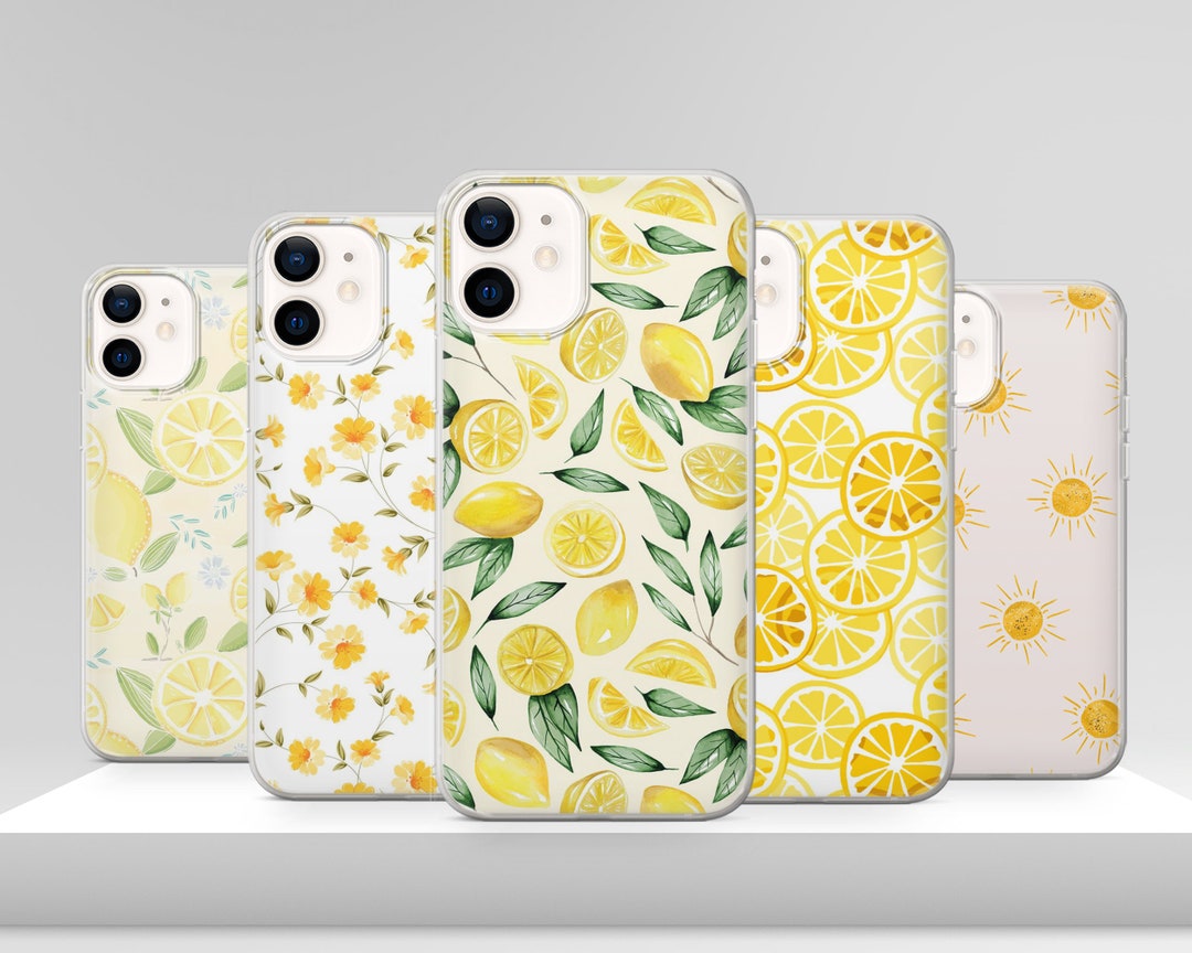 Cute Summer Lemon Phone Case Trendy Yellow Floral Cover for iPhone 16 15 14 13 12, Samsung S24FE ...