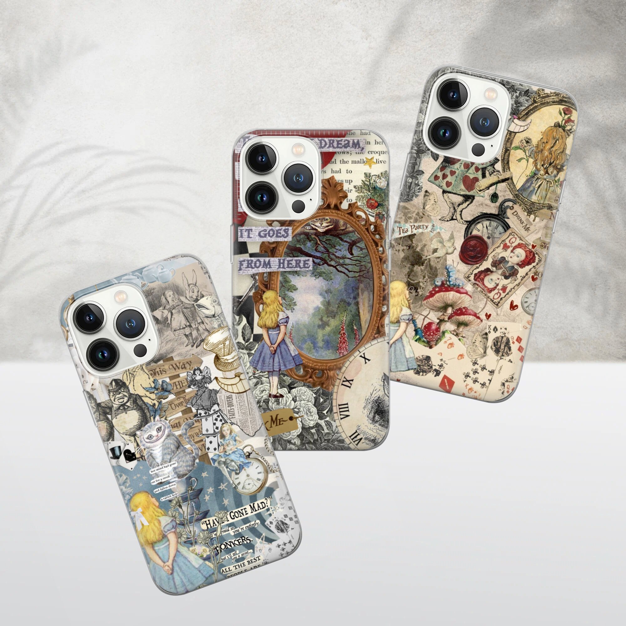 Alice in Wonderland Phone Case Aesthetic Collage Cover for iPhone 15 14 ...
