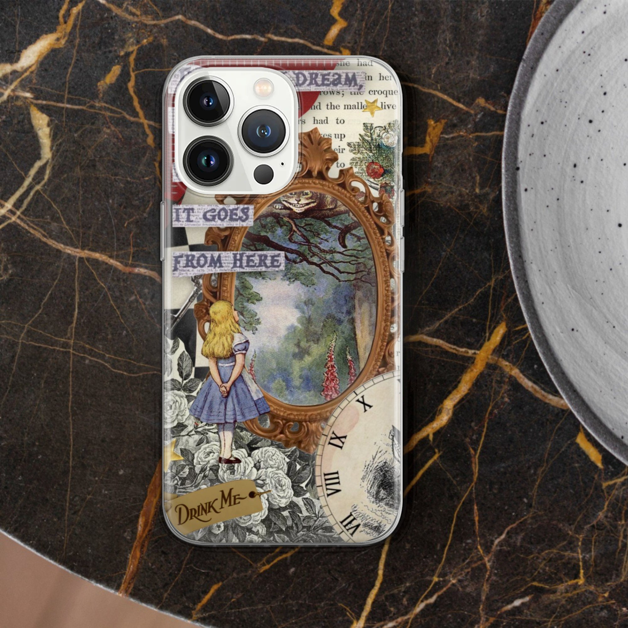 Alice in Wonderland Phone Case Aesthetic Collage Cover for iPhone 15 14 ...