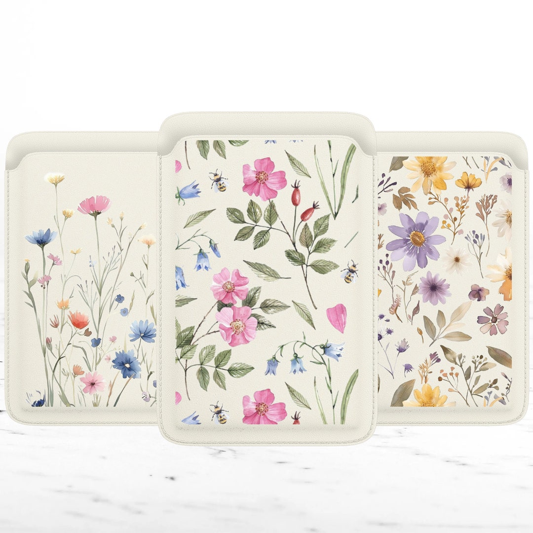 Cute Clear Wildflower Magsafe Wallet, Magnetic Leather Spring Floral ...