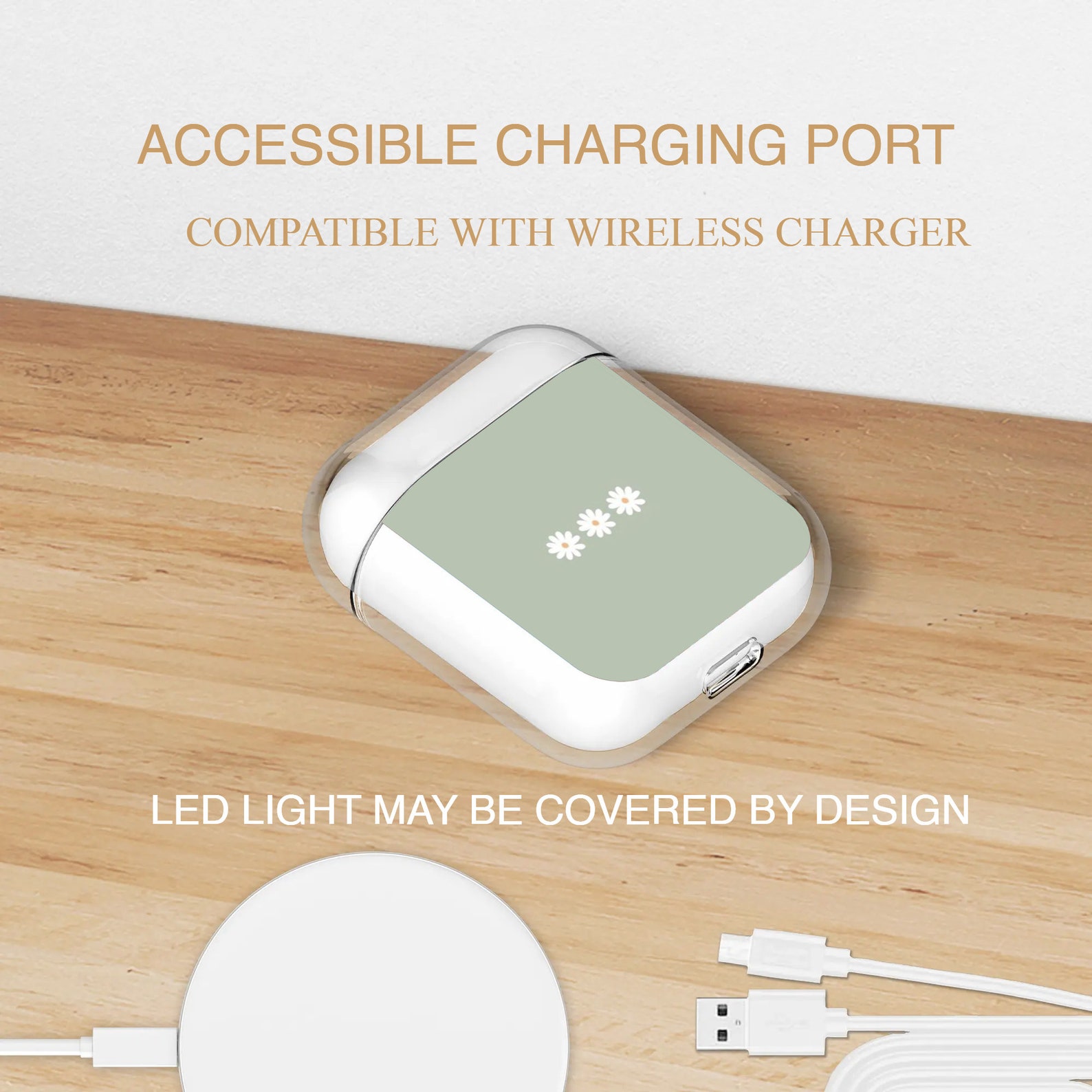 Cute Minimalist Floral Design Earbuds Case Spring Daisy Protective ...