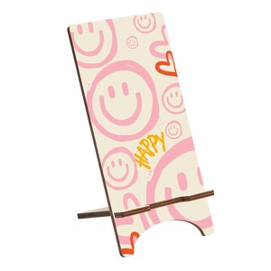 Vintage Smiley Face Wood Phone Stand, Preppy Summer Vibes Holder, Gift ...
