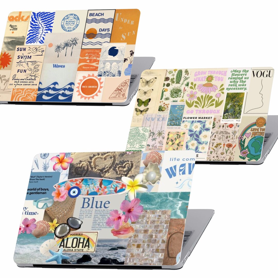 Aesthetic Vintage Costal MacBook Case Beachy Collage Laptop Cover, Hard ...