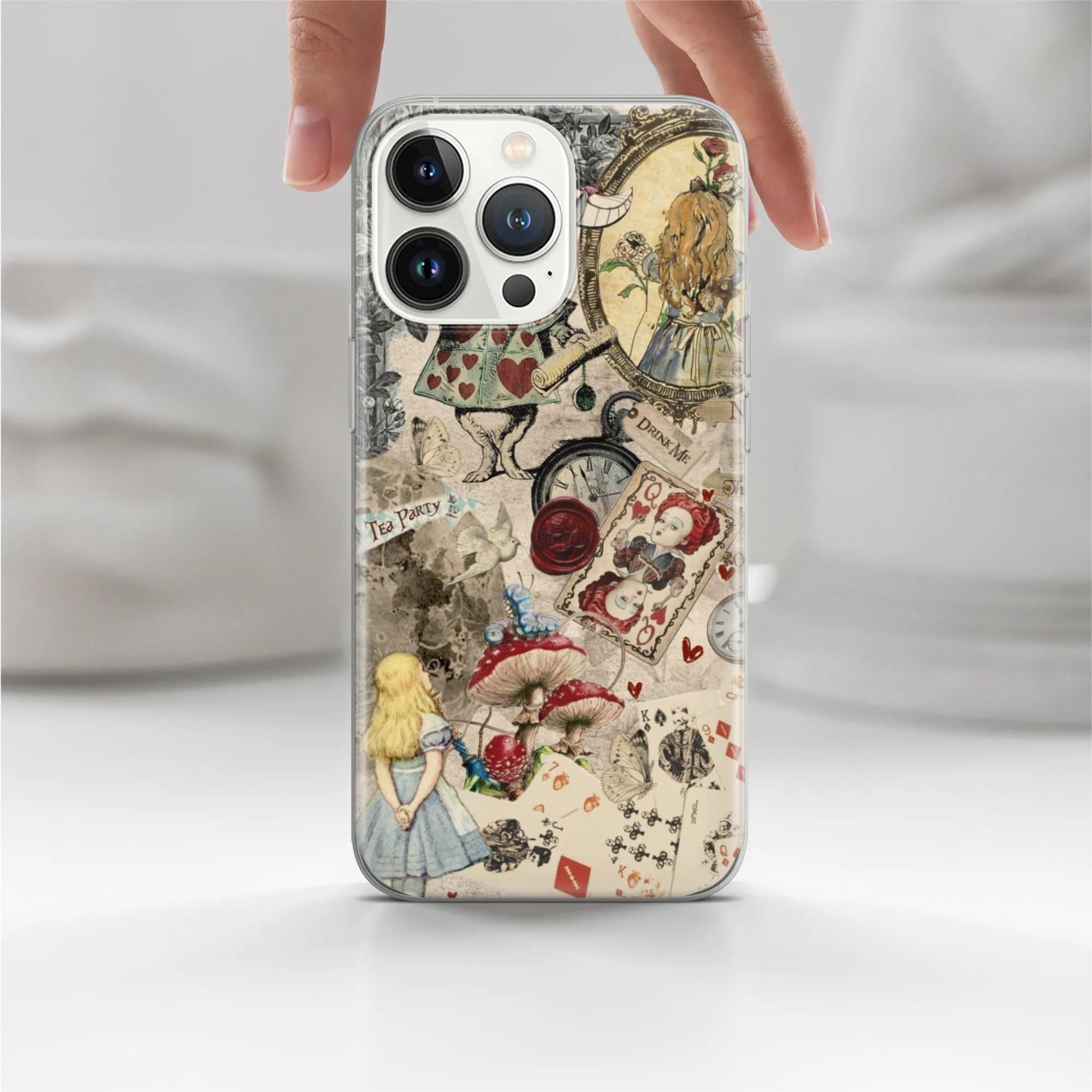 Alice in Wonderland Phone Case Aesthetic Collage Cover for iPhone 15 14 13 12 Pro Xs SE Samsung ...