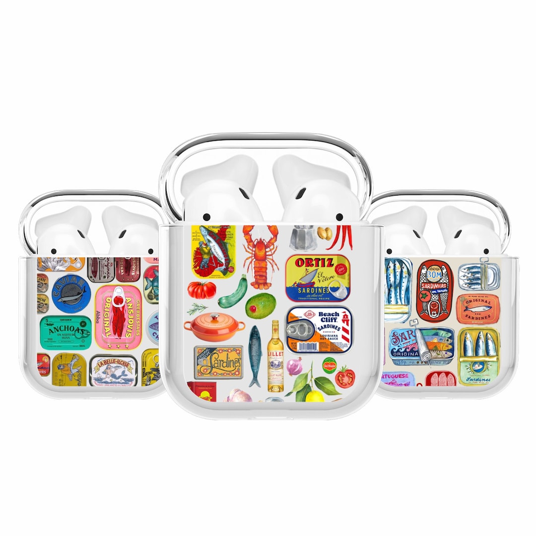 Retro Sardine Tin Design Earbuds Case Italian Summer Fish Gift ...